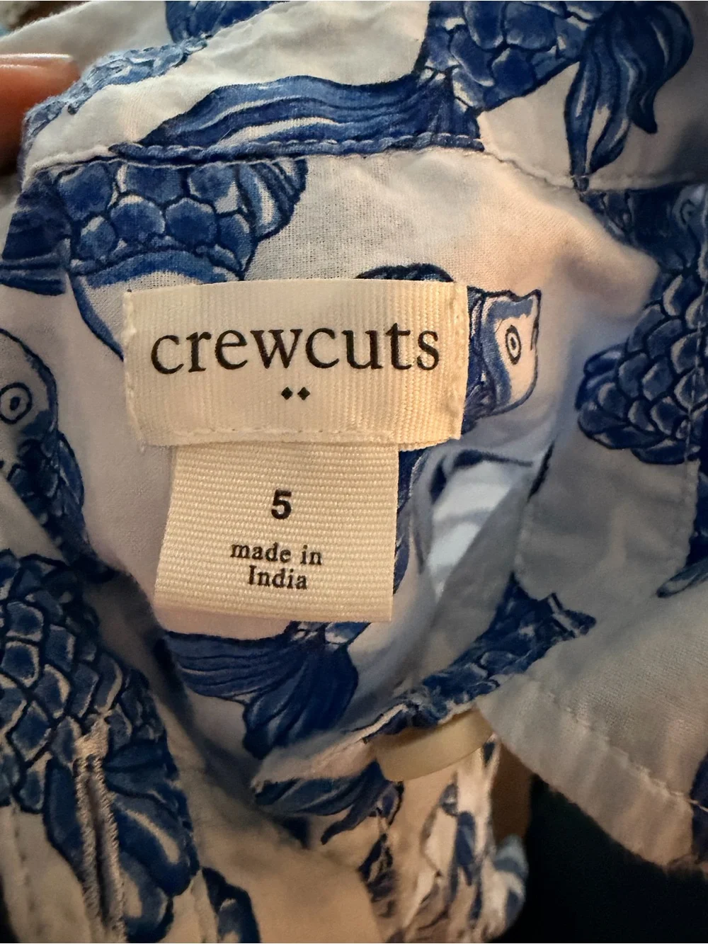Crewcuts | Dresses | Crewcuts White Dress With Blue Fish Print | Poshmark